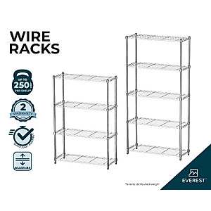 Everest 4-Shelf Shelving Units and Storage, Heavy Duty Storage Shelves (up to 250lbs), Wire Shelving Rack, Chrome Rack Shelf, 14" D x 36" W x 54" H