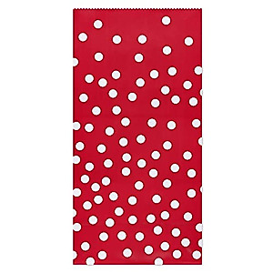 American Greetings 10.375'' Red Goodie Bags, Stripes and Polka Dots (16 Bags)