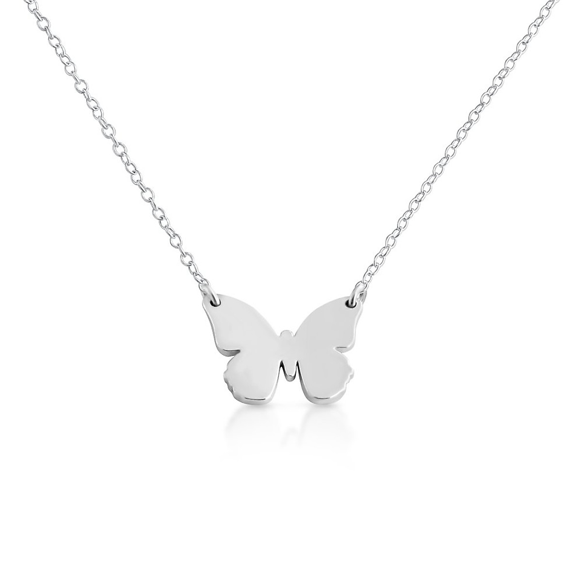 AZAGGI Sterling Silver Handcrafted Sweet Butterfly Silhouette Pendant Necklace (22)