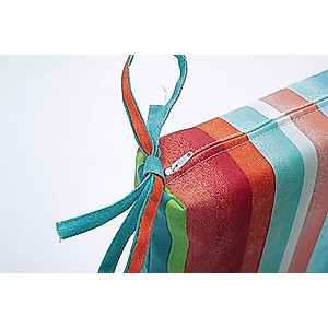 Pillow Perfect Stripe Indoor/Outdoor Sofa Setee Bench Swing Cushion with Ties, Weather, and Fade Resistant, 18" x 45", Multicolored Dina, 1 Count