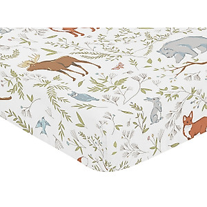 Fitted Crib Sheet for Woodland Toile Baby/Toddler Girl or Boy Bedding Set Collection - Animal Print