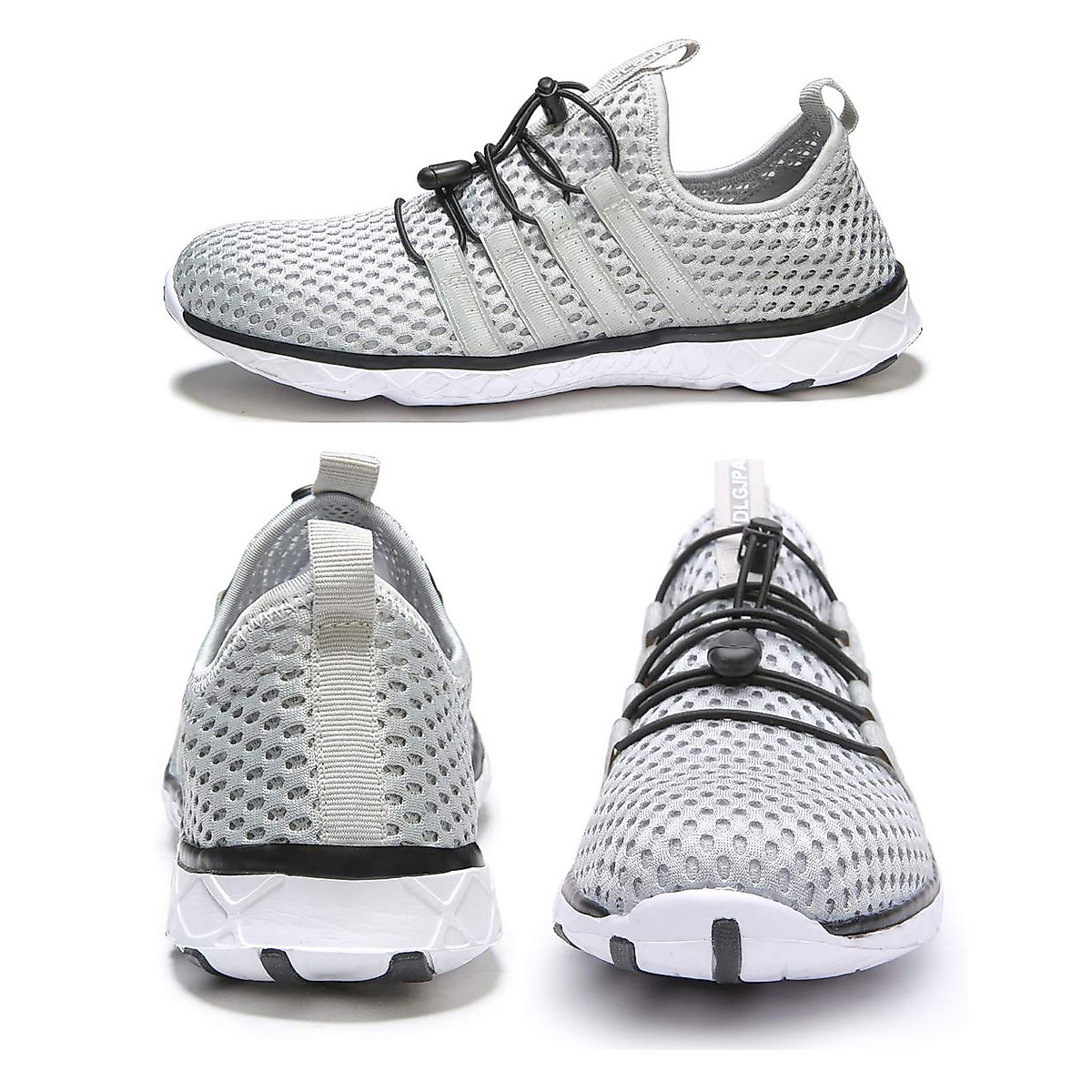 DLGJPA Women's Lightweight Quick Drying Water Shoes for Beach or Water Sports Slip On Walking Shoes LightGrey 10