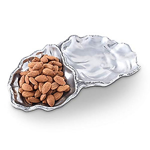 Arthur Court Aluminum Oyster Vanity Tray, Desktop Storage Organizer, Catchall, Valet, Nightstand or Dresser / Serving Food Tray Coastal Décor - 6 inch x 10 inch