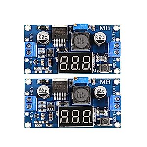 2 Pcs LM2596s DC Buck Converter, MELIFE Adjustable DC to DC Step-Down Voltage Regulator Power Module 36V 24V 12V to 5V 2A Voltage Stabilizer with LED Display