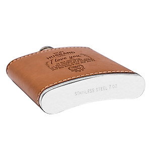 Personalized Flask Set Father's Day Gift For Husband - Engraved Hip Flasks For Husband - Stainless Steel with Leather Flask For Men, Wedding Valentine's Christmas Gift For Husband