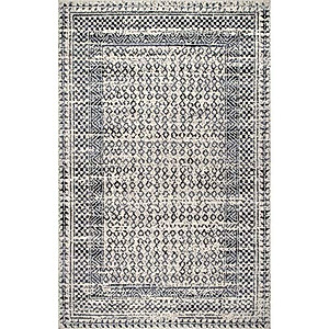 nuLOOM Elodie Distressed Diamonds Area Rug, 6' x 9', Light Grey
