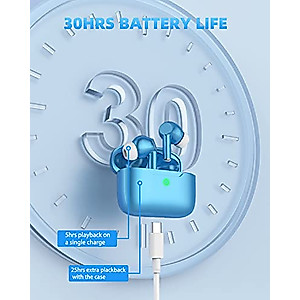 Wireless Earbuds Bluetooth 5.3 Headphones 30H Playback Clear Call Ear Buds Built-in 4-Mic ENC Noise Cancelling Bluetooth Earphones USB-C Charging Waterproof in-Ear Stereo Headphones for iPhone Android