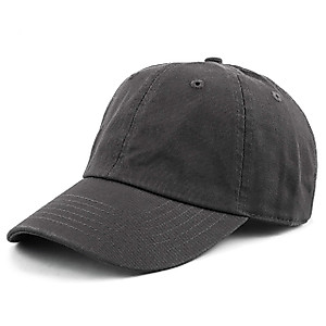 The Hat Depot Unisex Blank Washed Low Profile Cotton and Denim Baseball Cap Hat (Charcoal)