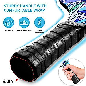 Pickleball Paddles Set of 4, Ornate Skull Pattern Pickleball Rackets with 4 Premium Wood Paddles & 4 Pickleballs & 2 Handle Grips Tape & 2 Pickleball Belts & Carry Bag for Beginners Men Women Adults