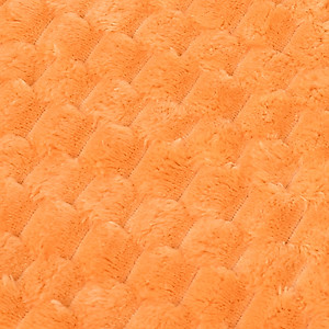 Vessia Flannel Fleece Throw Blanket(50x70 inch), 3D Jacquard Light Orange Fuzzy and Warm Blanket for Couch,Sofa,Bed,Chair, 300GSM Super Soft Touch Cozy Lightweight Throw for All-Season Home Decor
