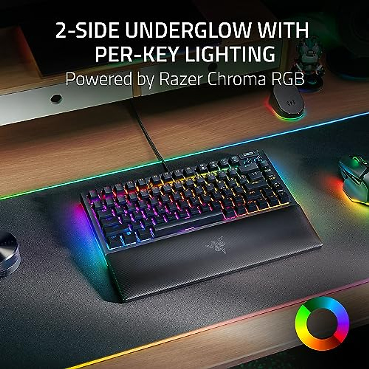 Razer BlackWidow V4 75% Mechanical Gaming Keyboard: Hot-Swappable Design - Compact & Durable - Orange Tactile Switches - Chroma RGB - MF Roller & Media Keys - Comfortable Wrist Rest - Black