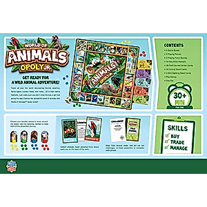 MasterPieces Kids & Family Board Games - World of Animals Opoly Jr. - Officially Licensed Board Games for Kids, & Family
