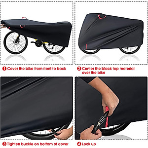 BAHULA Bike Cover for Outside Storage, 210D Outdoor Waterproof Bicycle Covers Rain Sun UV Dust Proof with Lock Hole, Ideal for Mountain Road Electric Bike,Black,170X60X85cm