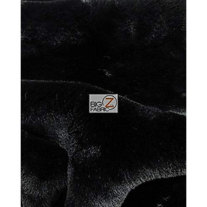 Beaver Shag Faux Fur Fabric Sold by The Yard DIY Coats Costumes Scarfs Rugs Accessories Fashion (Black)