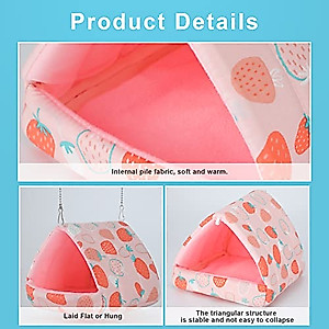 vxxliaxs Hamster Bed, Cozy Cave and Warm Hideout, Small Animal Warm Nest, Washable Cute Hanging Hammock for Small Animals, Syrian Hamster, Hamster Dwarf (Small, Pink Strawberry)