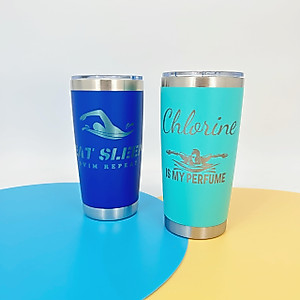 Dashing Nova Personalized Custom Name Tumbler with Inspirational Quotes for Swimmers and Coaches Gifts, 20oz Double Wall Stainless Steel Insulated Bottle with Straw (Blue), Medium