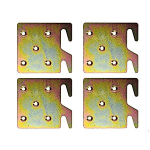 First Choice Products Heavy 5 Hole Wood Frame Bed Hook Plates – Pack of 4 Brackets, Gold