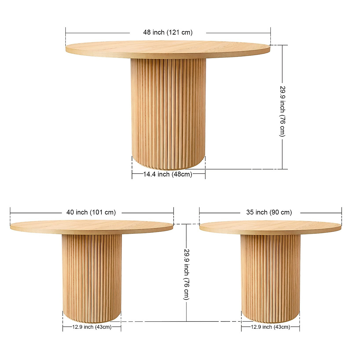 SIMTONAL Round Dining Table Wood Kitchen Table 40'' Circular Tabletop for Leisure Coffee Table, 40''L x 40''W x 29.9''H