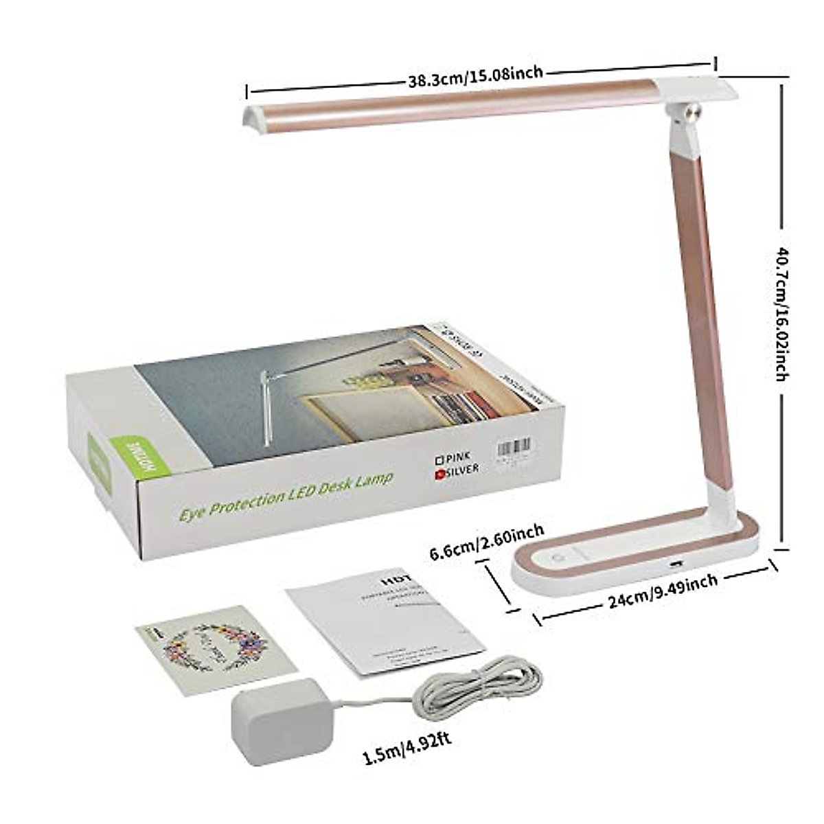 HDTIME-Desk Lamp with USB Charging Port, 3 Lighting Modes 3 Brightness Levels Desk Light,Touch Control Adjustable Led Kids Desk Lamp Pink for Reading,Study,Office