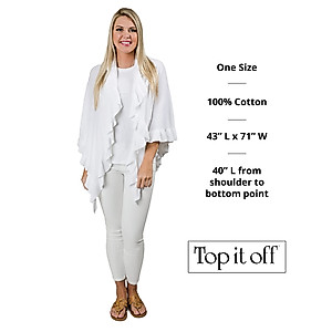 Top It Off Ava Ruffle Wrap - Women’s Triangle Shawl White