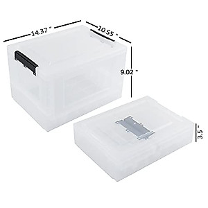 AnnkkyUS 2-pack 16 L Collapsible Storage Box Crates with Lids, Plastic Folding Storage Box