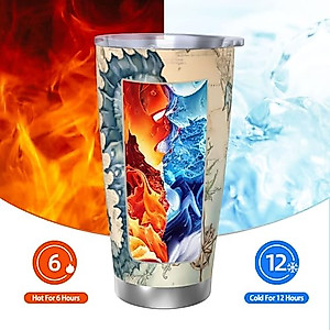 Groamaup 20oz Seahorse Stainless Steel Insulated Tumbler with Lid and 3pcs Straw Sets, Sea Animals Car Cup for Cold and Hot Drinks, Coffee Mug for Travel Office and Home Use