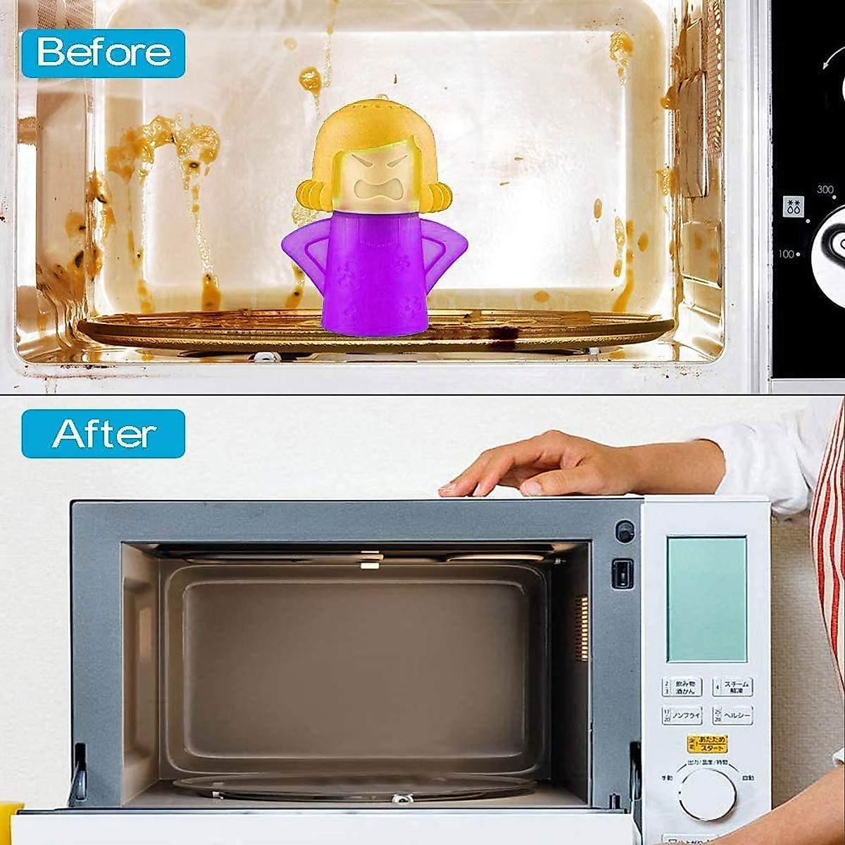 Abnaok Angry Mom Microwave Cleaner and Chilly Mama Fridge Deodoriser 2PCS Easily Clean in Minutes for Home or Office with English Manual