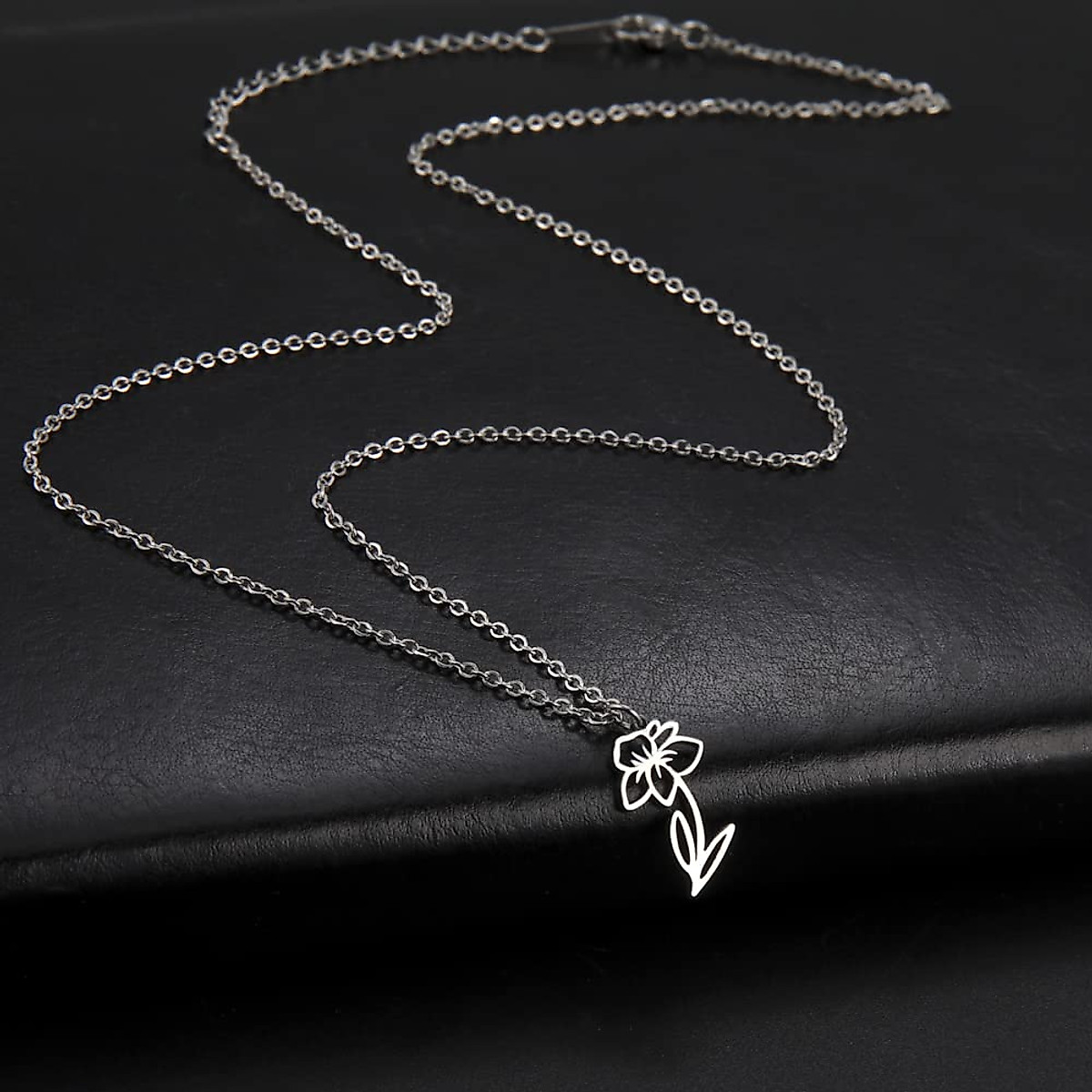 kkjoy Birth Month Flower Necklace Stainless Steel 12 Month Birthday Flower Pendant Necklace Best Friend Necklace Jewellery Gifts for Women