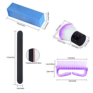 Nail File and Buffer, Professional Manicure Tools Kit 6pcs Rectangular Art Care Buffer Block 6pcs 100/180 Grit Double-sided Nail Files 6 pcs Purple 180/240 Emery Board & Buffers Brushes, 14Pcs/Pack