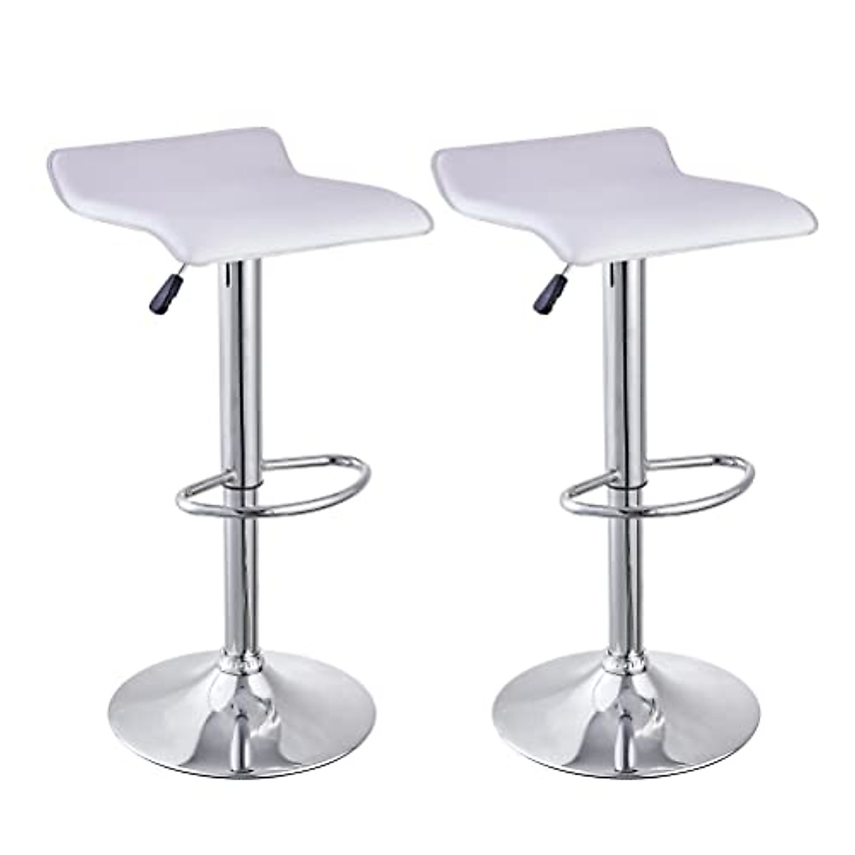 FurnitureR 3-Piece Bar Table Chairs Set, Round Cocktail Table and PU Leather Adjustable Swivel Chairs Barstools, Modern Counter Height, Home Office (White)