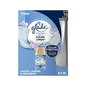 Glade Automatic Spray Refill and Holder Kit, Air Freshener for Home and Bathroom, Clean Linen, 6.2 Oz