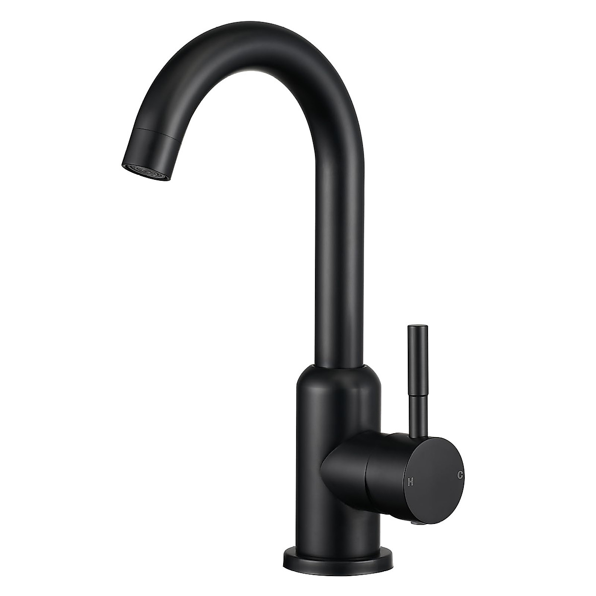 Black Bathroom Faucet, Single Handle Bathroom Sink Faucet Wet Bar Pre-Kitchen RV Small Vanity Faucet with Deck Plate, Supply Hoses and Drain Stopper Psygee