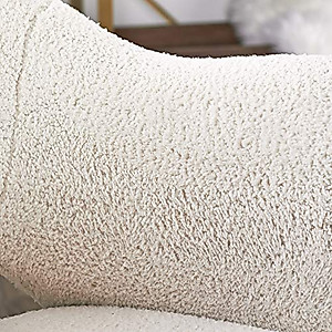 Serta Valetta Office Desk Memory Foam Padding, Midcentury Modern Style, Chrome-Finished Stainless-Steel Base, Home Chair, Cream Fuzzy Faux Fur