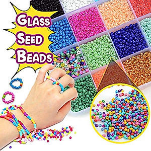 FUNZBO 10000pcs, 20 Colors 3mm Glass Seed Beads - Friendship Bracelet Kit, Beads for Bracelet Making Kit & Jewelry Making Kit, Gifts, Crafts for Teens, Kids, Girls, Boys