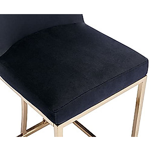 VESCASA 24" H Counter Height Barstools with Back, Mid Century Modern Velvet Upholstered Counter Stool Chairs with Gold Metal Frame for Kitchen Island, Bar, Pub, Set of 2, Black