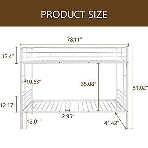 CALABASH Twin Bunk Bed,Metal Bunk Beds Twin Over Twin,Heavy Duty Twin Size Beds with 2 Ladder for Boys Girls Teen Adult Kids (White)