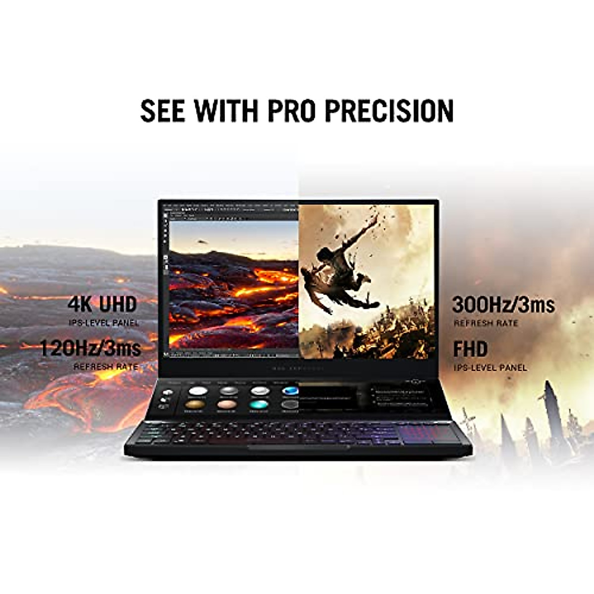 ASUS ROG Zephyrus Duo SE 15 Gaming Laptop, 15.6” 300Hz FHD IPS Type Display, NVIDIA GeForce RTX 3080, AMD Ryzen 9 5900HX, 32GB DDR4, 1TB PCIe SSD, Per-Key RGB Keyboard, Windows 10 Pro, GX551QS-XS98