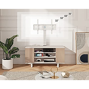 FITUEYES TV Stand with Mount for 32-70 inch TVs, Entertainment Center Holds Up to 110 Pounds, Swivel Floor TV Stand Mount for Living Room, Bedroom (Natural Television Stands, LED Light)