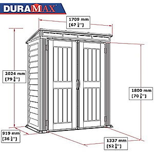 Duramax 05325 Yardmate Plus Pent Outdoor Vinyl Storage Shed, Anthracite & Adobe