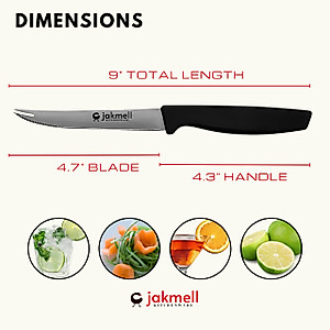 Jakmell Kitchenware 4.5-inch Garnishing Knife, Cocktail Knife with Ergonomic Handle, Bartender Knife for Carving and Garnishing, Fruit Decorator Knife Ideal for Garnishing