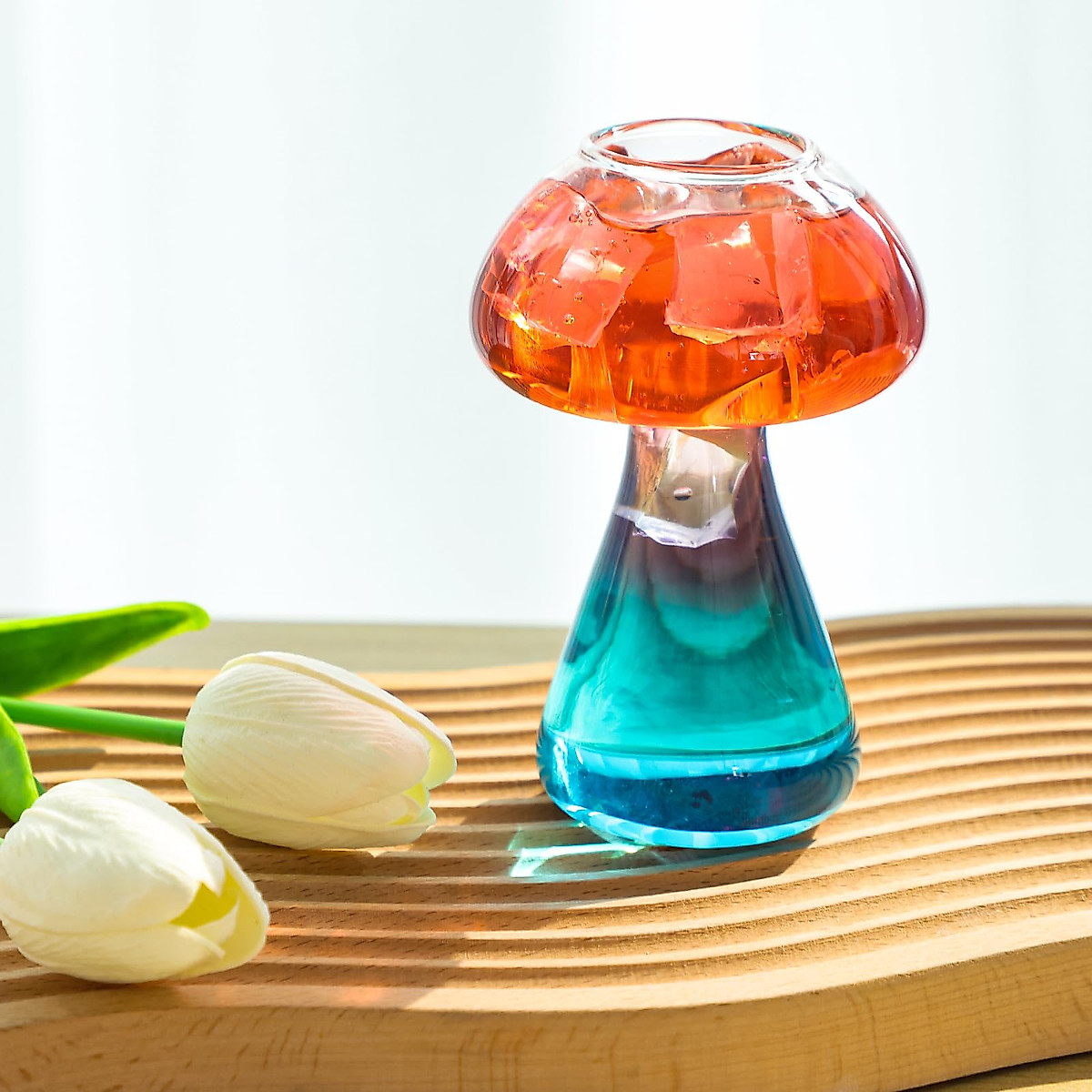 Moretoes 2pcs 8.5oz Mushroom Glasses, Cute Cocktail Glass Creative Martini Glasses Drinks Cup for Juice Wine Champagne (250ml)