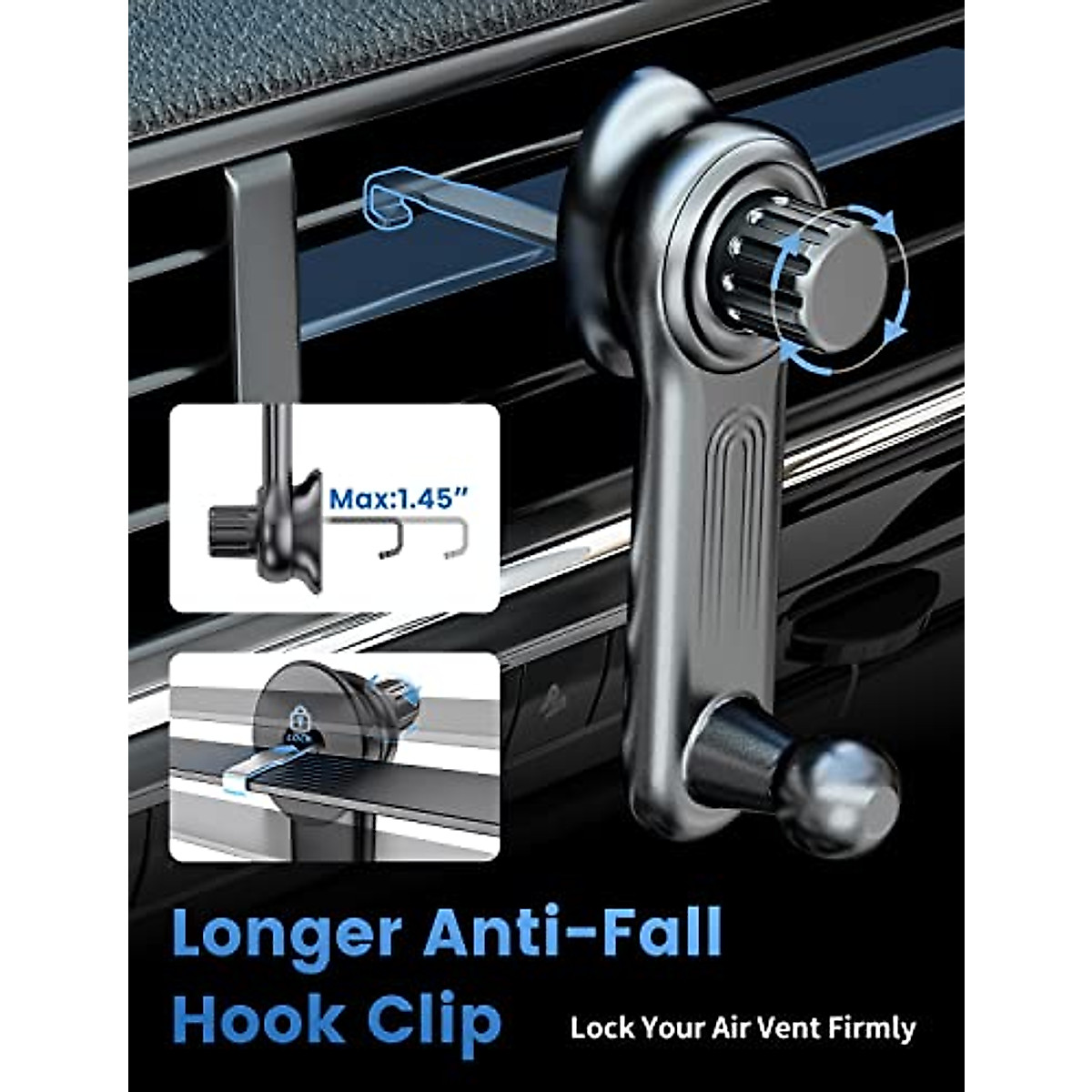 eSamcore Car Vent Phone Mount, Car Phone Holder Mount with Swing Arm Air Vent Clip Car Mount Cell Phone Holder Car for iPhone 12/13 Pro Max & All 4.7" - 6.9" Android Smartphone