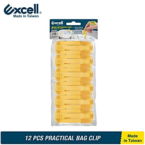 Excell Bag Retaining Clamp Trash Bag Holder Clips (Yellow, 12 Piece) Easy to use, just Clip to Keep Trash Bags Secure. Perfect for Home, Office. Durable Plastic Construction ensures Long-Lasting use.