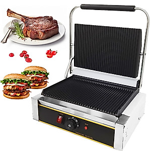 Mvckyi Commercial Panini Press Sandwich Maker, Electric Griddle Sandwich Press, Commercial Panini Press Machine Panini Griddle, Non Stick, Temperature Control, for Restaurant, Snack Bar 2200W
