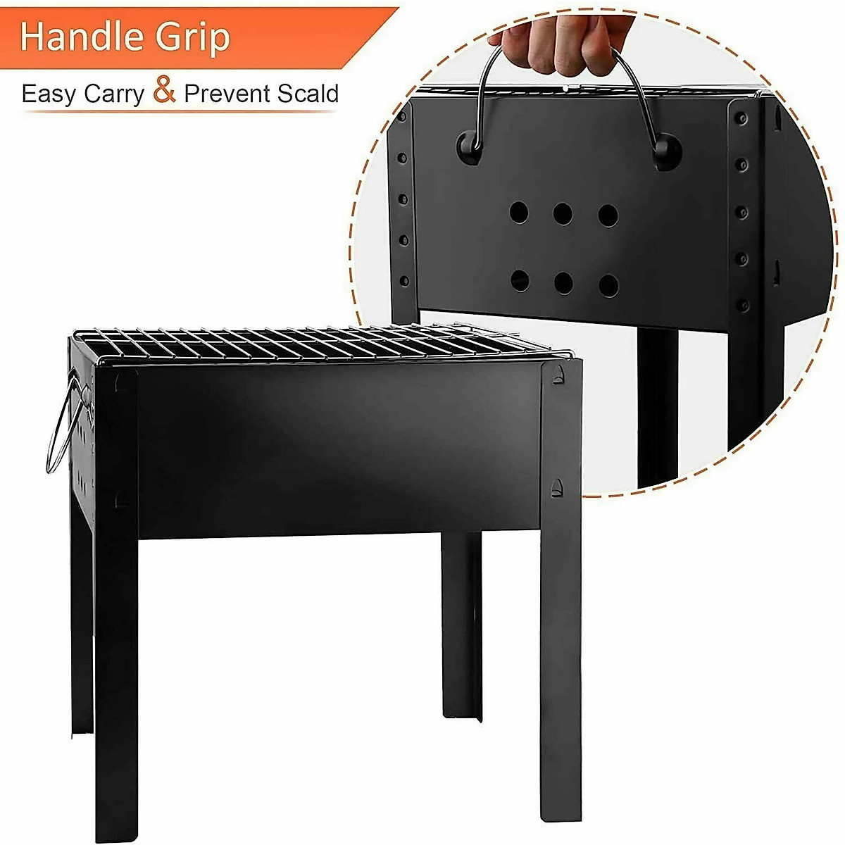 Portable Grill Stand Charcoal Detachable BBQ Grill, Mini Tabletop Camping Barbecue Grill by Amebee for Outdoor Backyard Charcoal Barbecue Grill Party (Portable Grill Stand)