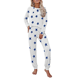 Ekouaer Pajamas Set for Women Soft Comfy Pjs Sets Long Sleeve Sleepwear Loungewear S-XXL