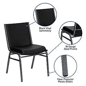 Flash Furniture 4 Pack HERCULES Series Heavy Duty Black Vinyl Stack Chair