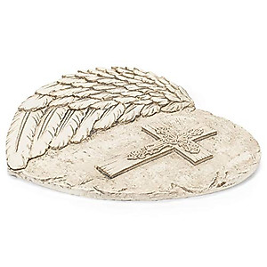 Napco Angel Wing Cross Grey 11 x 10 inch Resin Decorative Garden Stepping Stone