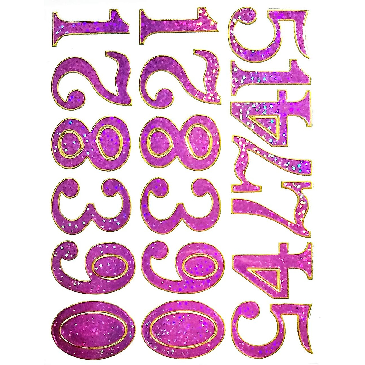 Stickers Glitter Pack 10 Sheets Alphabet Letter Purple Number 0-9 Cartoon Stickers Label for Kids and Teachers Label Art Decal Craft Scrapbook Book Album Diary Card Birthday School Supplies (10)