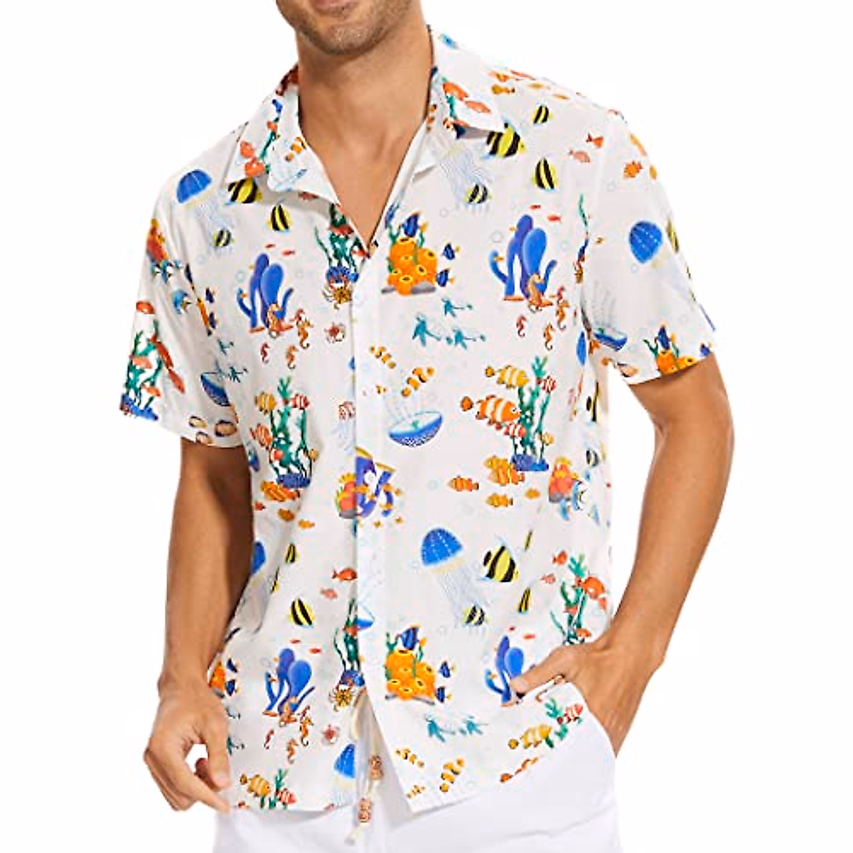 ZAFUL Men's Tropical Hawaiian Print Shirt Short Sleeve Relax Fit Vintage Button Down Shirts